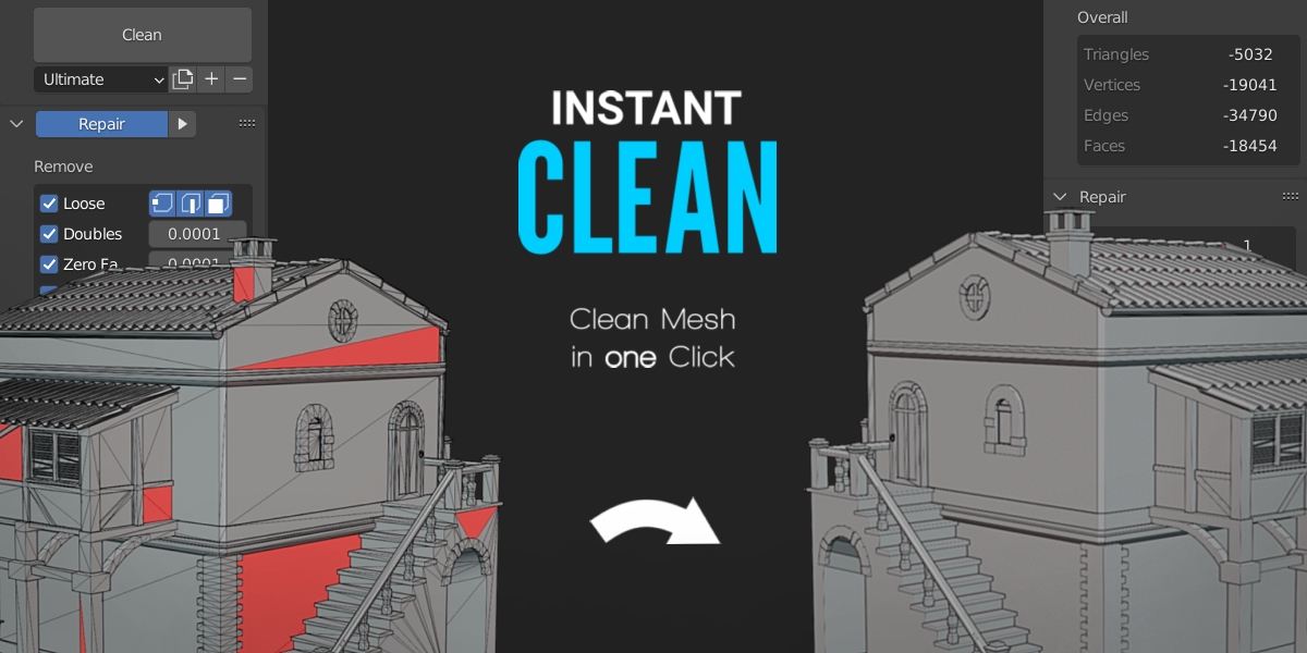 Blender - Instant Clean Download v2.2.0 (The Ultimate Mesh Clean)